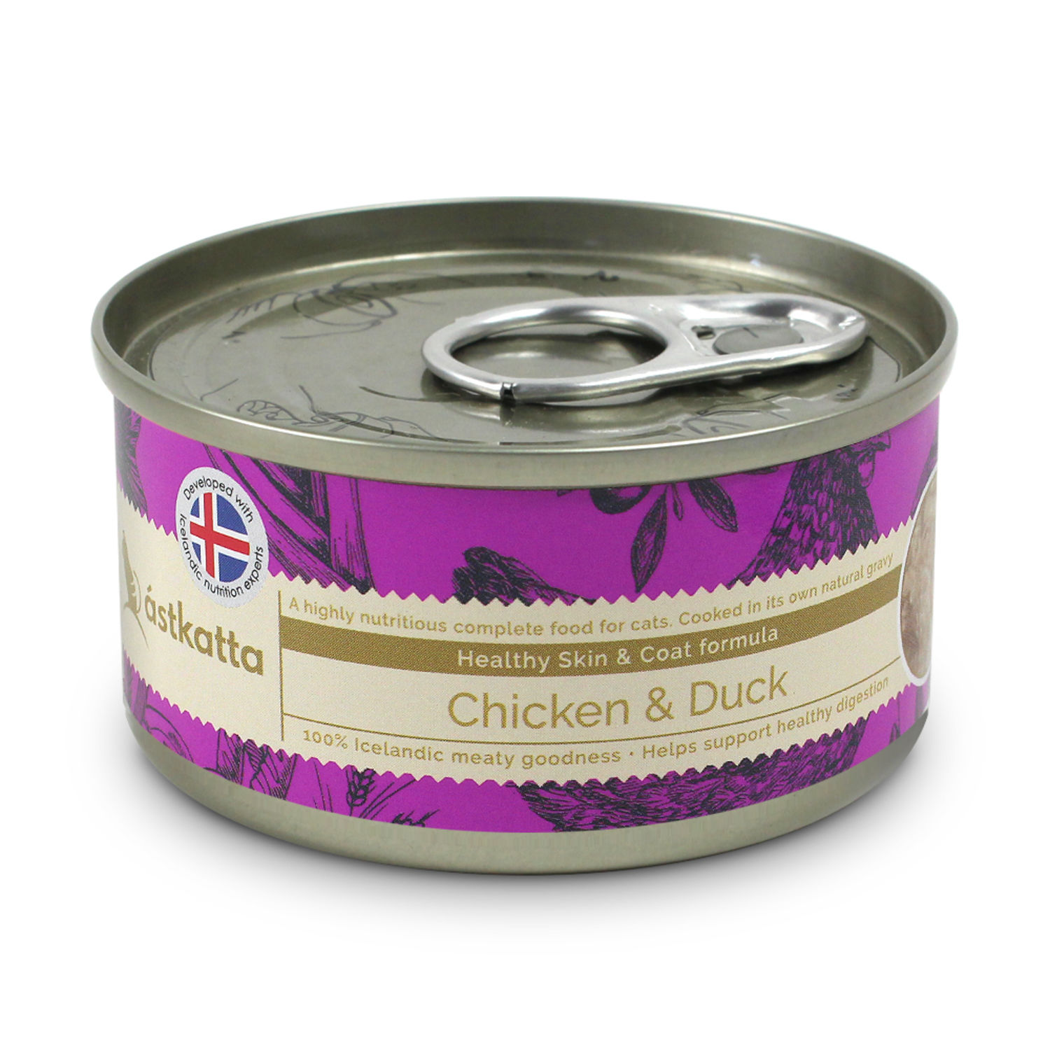 아스카타 컴플리트 캣푸드 치킨&오리 캔 80g | 캣팡